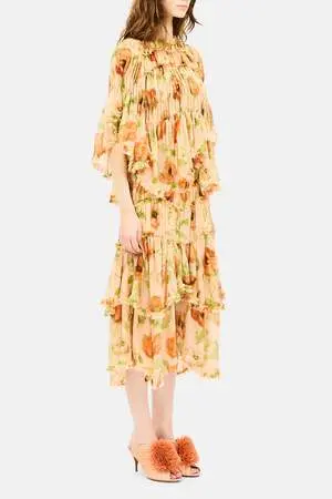 Ulla Johnson Lenore Tiered Midi Skirt