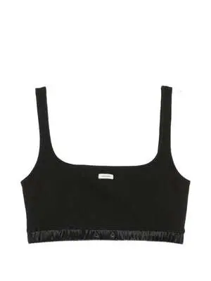 ENTIRE STUDIOS Square Neck Ribbed Shirt With Front-logo Patch, Poplin Insert & Two-button Detail - Nero