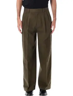 DUNST Pleated Wide-leg Trousers - Khaki