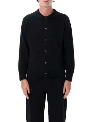 DUNST Button-front Knit Polo Sweater - Nero