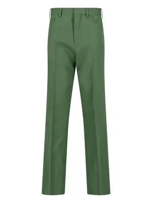 Marni High-waist Straight-leg Wool Trousers - Green
