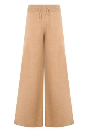 AUTRY Loose Wool-cashmere Pants With Elastic Waist And Wide-leg Silhouette - Beige