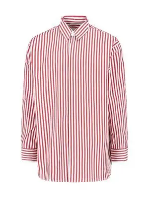 AMI Paris Oversized Striped Button-up Shirt - Red