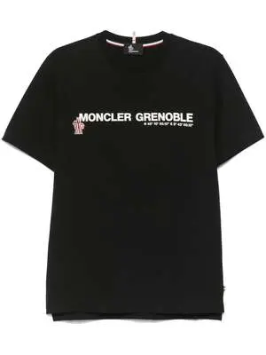 Moncler Crew Neck T-shirt With Grenoble Print - Nero