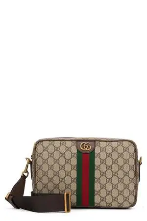 Gucci Monogram Shoulder Handbag With Central Ribbon And Adjustable Strap