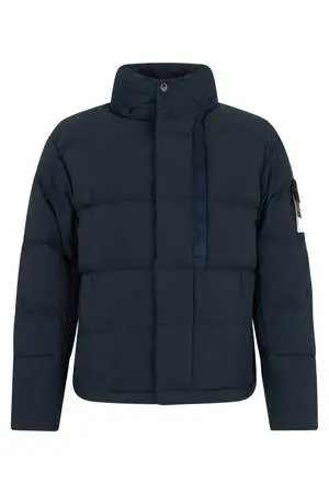 Stone Island Padded Down Jacket With Logo - Blue