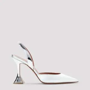 Amina Muaddi Holli Slingback Pumps 9.5cm Patent Leather Heels - Metallic