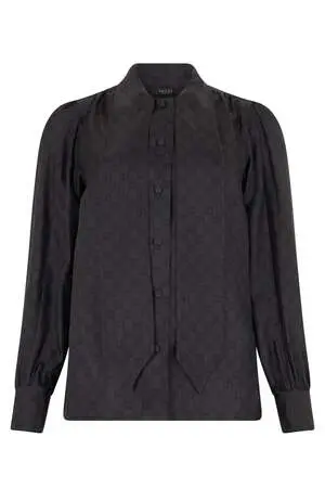 Gucci Monogram Silk Shirt With Front Closure And Collar