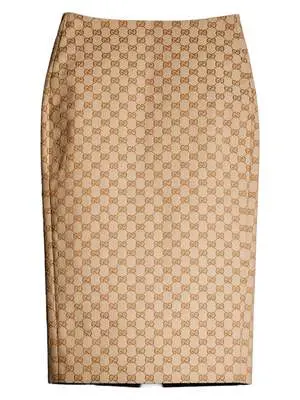 Gucci Sand Stretch Gg Cotton Canvas Unlined Back Vent Skirt