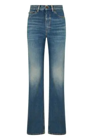 Saint Laurent Straight Leg Cotton Denim Jeans