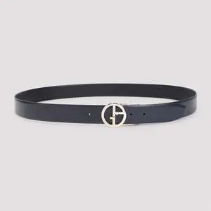 Giorgio Armani Leather Plate Belt With 3.5cm Height - Blue