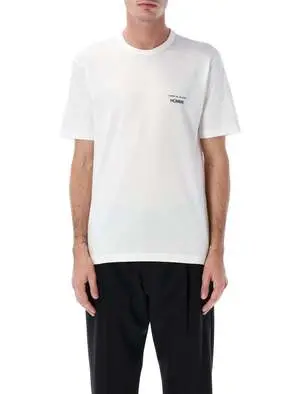 Comme Des Garçons Cotton Crew Neck T-shirt With Chest Logo - Bianco