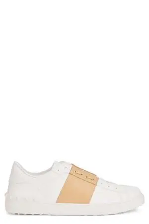 Valentino Garavani Smooth Calfskin Sneaker With Central Elastic Closure - White