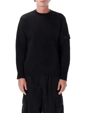 Stone Island Crewneck Sweater With Sleeve Patch - Nero