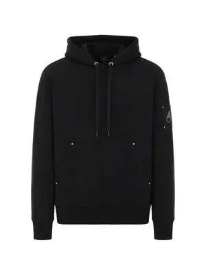 Moose Knuckles Cotton French Terry Hoodie With Drawstring Hood And Rib-knit Trim - Nero