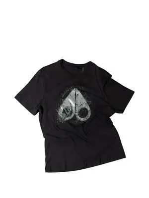 Moose Knuckles Soft Pima Cotton Slim Crewneck T-shirt With Rib-knit Collar & Logo Print - Nero