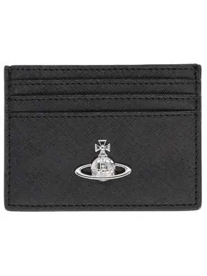 VIVIENNE WESTWOOD Mini Flat Card Holder With Orb Detail, 7.5 Cm X 10 Cm X 1 Cm - Black