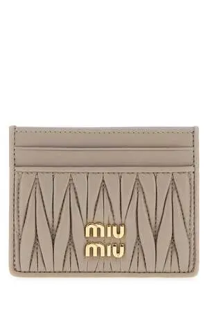 Miu Miu Mini Leather Card Holder - Grey