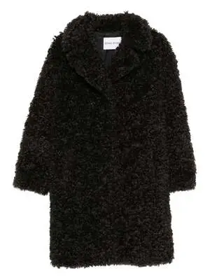 STAND STUDIO Notched-collar Coat With Patch Pockets And Concealed Snap Front - Marrone