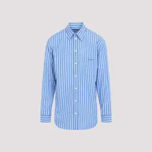 Balenciaga Regular Fit Cotton Shirt - Blue