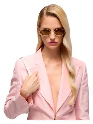 Gucci Gold-tone Metal Frame Sunglasses With Interlocking G Cut-out Detail And Grey Lenses - Oro