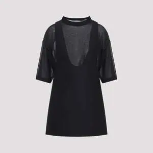 Balenciaga Wool Silk T-shirt Mini Dress For - Black