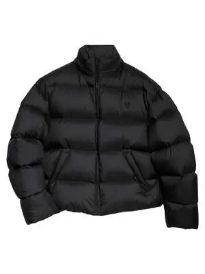 Gucci Embroidered Crest Stand-collar Oversized Zip Jacket With Hidden Hood And Drawstring