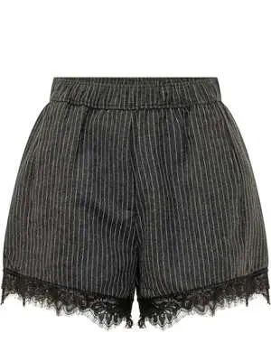 GANNI Flannel Lace Shorts - Phantom