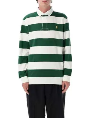 Polo Ralph Lauren Striped Long Sleeve Rugby Polo Shirt - White Forest