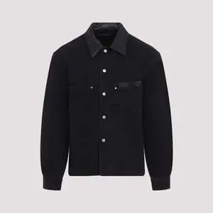 LEMAIRE Workwear Overshirt In Cotton With Leather Detailing