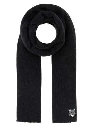 Maison Kitsuné Charcoal Wool Scarf For - Grey