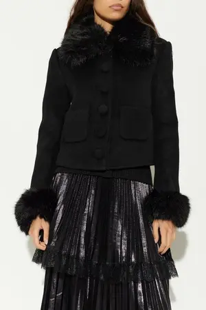 SELF-PORTRAIT Wool Jacket With Faux Fur