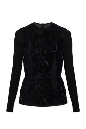 MAISON MARGIELA Top With Ornamental Lace Applications - Black