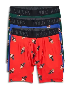 Polo Ralph Lauren Cotton Polo Bear Boxer Briefs, Pack Of 3 - Multi