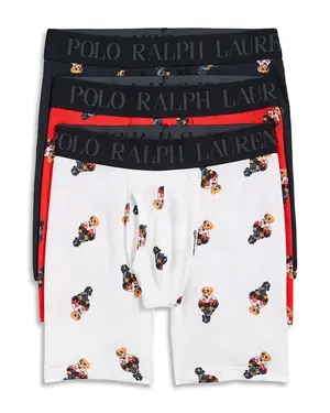 Polo Ralph Lauren Cotton Polo Bear Boxer Briefs, Pack Of 3 - Multi