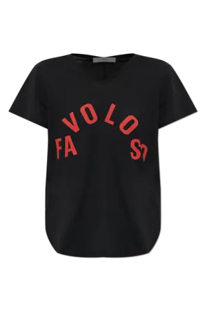 Fendi Cotton T-shirt With Red Abstract Print - Black