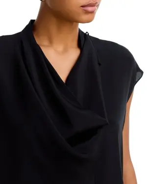 Lafayette 148 New York Silk Blend Drape Front Blouse