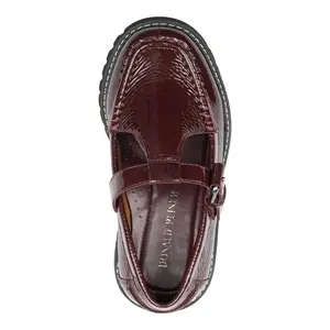 DONALD PLINER T Strap Leather Suede Loafer Flats - Bordeaux