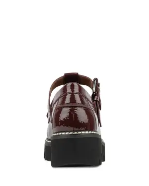 DONALD PLINER T Strap Leather Suede Loafer Flats - Bordeaux
