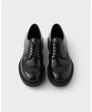 Prada Chocolate Brushed Leather Derby Shoes