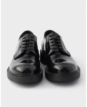 Prada Chocolate Brushed Leather Derby Shoes