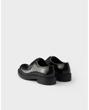 Prada Chocolate Brushed Leather Derby Shoes