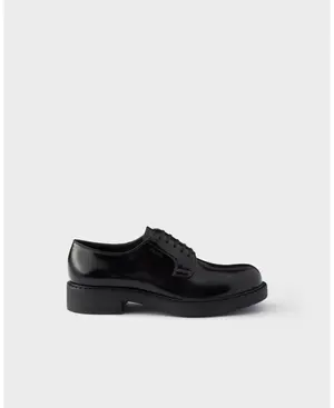 Prada Chocolate Brushed Leather Derby Shoes