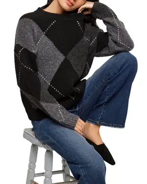 Karen Kane Argyle Crewneck Sweater