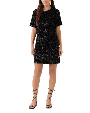 Karen Kane Velvet Sequin Short Sleeve Dress