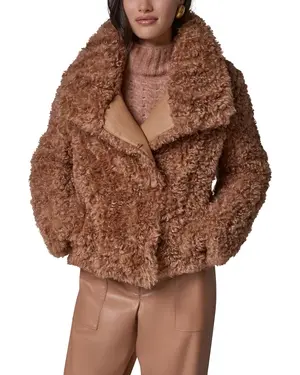 Donna Karan New York Faux Fur Open Front Jacket