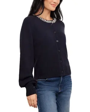 Karen Kane Embellished Crewneck Cardigan Sweater