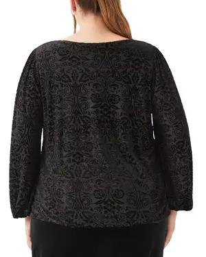 Karen Kane Velvet Burnout Boat Neck Blouson Sleeve Top