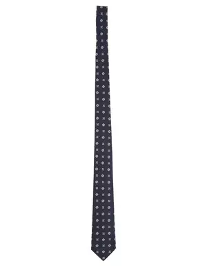 Saint Laurent Cravatta In Jacquard Di Seta - Blue