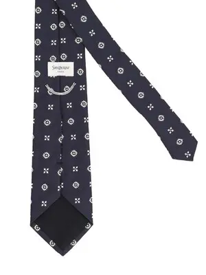 Saint Laurent Cravatta In Jacquard Di Seta - Blue